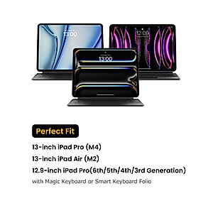 tomtoc Portfolio Case for 13 Inch iPad Pro M4 2024 & iPad Air M2, 12.9-in iPad Pro M2/M1, Protective Sleeve with Accessories Pocket, Carrying Storage Bag for iPad Pencil Pro/Adapter/Magic Keyboard