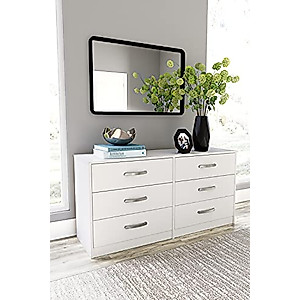 Signature Design by Ashley Flannia Modern 6 Drawer Dresser with Ball-bearing Construction and Safety Stop, White