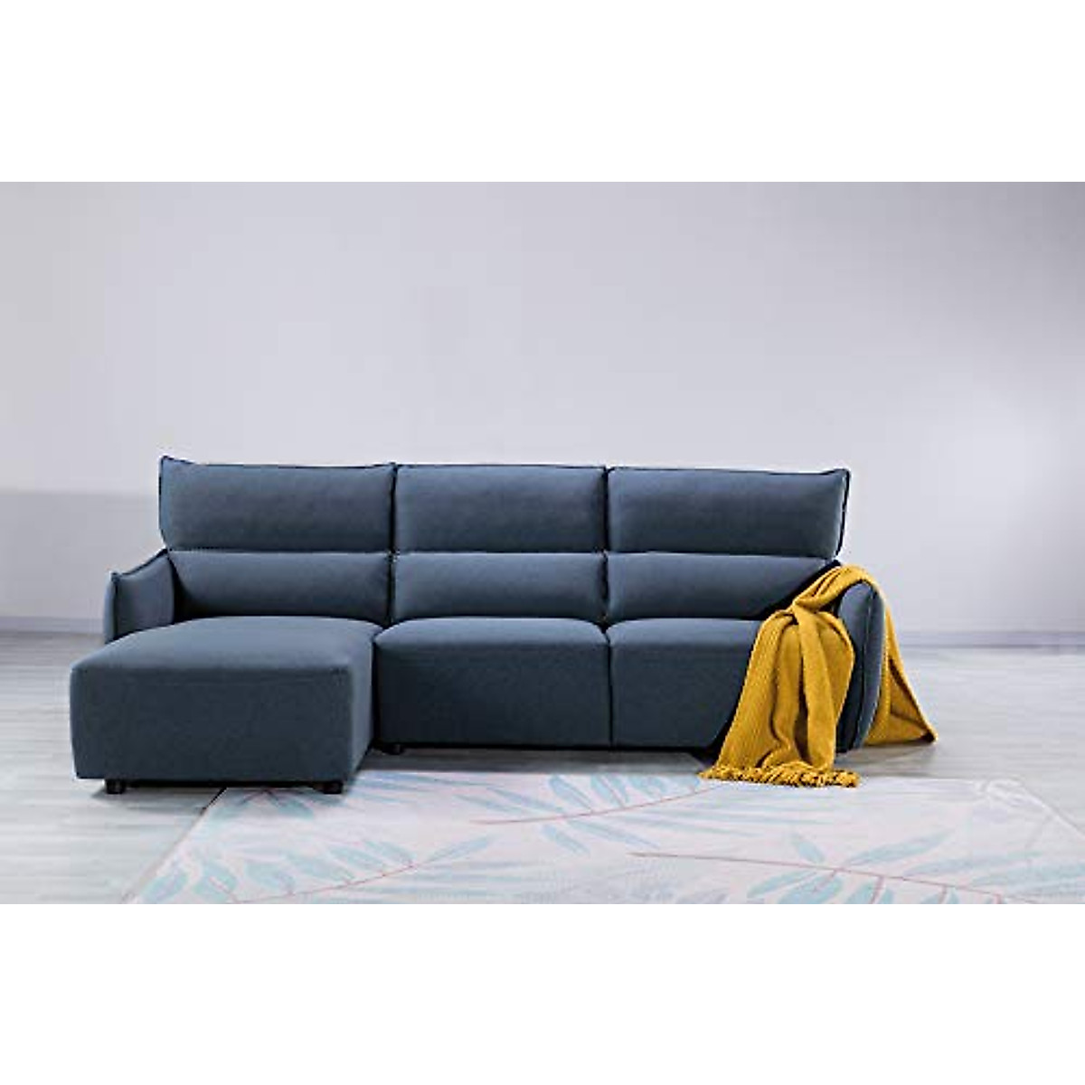 American Eagle Furniture AE-L550 Modern Fabric Upholstered Right Facing Sectional, 98", Blue