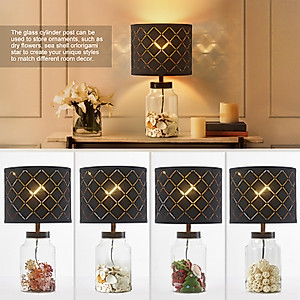 GyroVu Fillable Table Lamp, Lamp with Clear Glass Fillable Modern Table Lamp with Black Square lampshade Beside Lamp for Living Room Bedrooms Office Bulbs Included(Black Square)