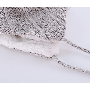 Home Prefer Toddler Girls Winter Hat with Earflaps Soft Sherpa Lining Knitted Hat Kids Winter Hat Light Gray 2-4T