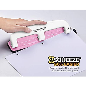 Bostitch EZ Squeeze INCourage 12 Three-Hole Punch, No Jam Technology, AMAX Spirit Foundation