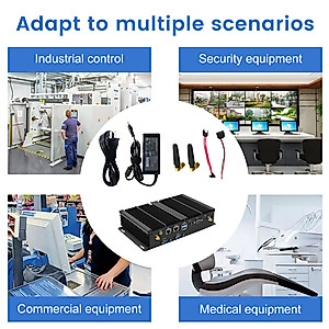 Kinupute Fanless Mini PC, Industrial Desktop Computer Core i5-4200U 1.6-2.6GHz, Windows 10 Pro, 8GB RAM, 128GB SSD, 2xNICs, 2xCOM RS232, 4xUSB 3.0, HDMI/VGA Ports, Support Auto Power On