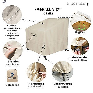 WJ-X3 Patio Chair Cover, Outdoor Lounge Cover, Heavy Duty, Waterproof Lawn Patio Furniture Covers, 40W x 40D x 36H, Beige, 2-Pack