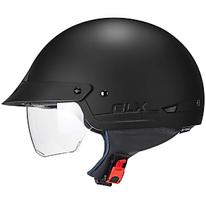 GLX M14 Open Face Motorcycle Helmet - Matte Black, Small - DOT Approved