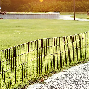 ELYKEN 10 Pack Garden Fences, Animal Barrier Fence for Dog, 17”H x 12"W (Total 10’) Decorative Rustproof Metal Wire Panel Border for Dog, Flower Edging Blocker for Yard Landscape Patio Outdoor Decor