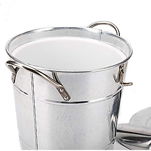 T586 4L Silver Metal Galvanized Double Walled Ice Bucket Set With Lid And Scoop