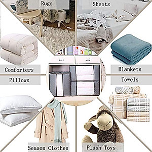 Daily Treasures Extra Large Blanket Bags, 4Pcs Fabric Clothes Storage Bags - with Clear Window & Reinforce Handles, Perfect for Blankets, Comfoters, Sweater Storage(Grey)