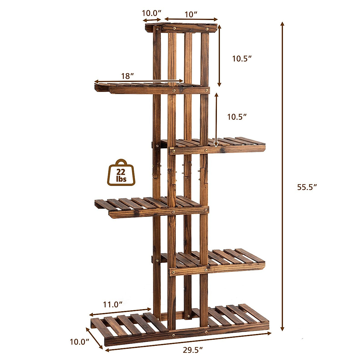 Giantex Flower Rack Wood Plant Stand 7 Wood Shelves 11 Pots Bonsai Display Shelf Indoor Outdoor Yard Garden Patio Balcony Living Room Multifunctional Storage Rack Bookshelf W/Hollow-Out Rack