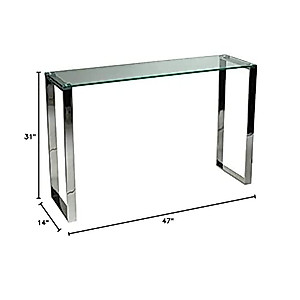 Cortesi Home Remi Contemporary Glass Console Table with Chrome Finish