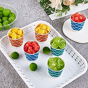 JollyPack [1200 Pack] 3 oz Paper Cups, Disposable Bathroom Cups, Small Mouthwash Cups, Rinse Cups, Orange Blue and Green Mini Cups for Candy and Biscuits, Perfect for Bathroom, Party, Picnic, Travel