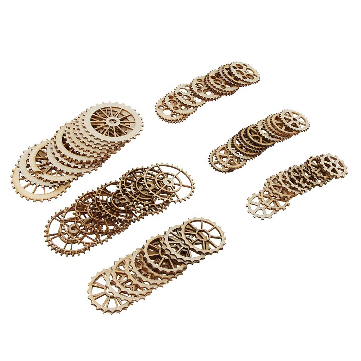 Fityle Pack of 70 Unfinished Blank Gear Wheel Wooden Pieces Gift Tags DIY Art Craft Project