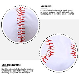 STOBOK 1Pc Stuffed Animal Storage Bean Bag Chair, Baseball Toys Baseball Decor Kids Chair Beanbag Chair Stuffed Baseball Plush Pillow Stuffed Animal Storage for Kids, 16.9inches