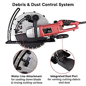 Yescom 14 inch Electric Concrete Saw Disc Cutter Wet Dry Circular Saw Stone Cutter Saw Blade for Granite Stone