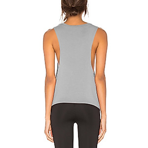 Bestisun Workout Gym Shirts Workout Crop Tops Cropped Muscle Tank Pilates Yoga Tops Activewear Athletic Tank Tops for Women Gray L