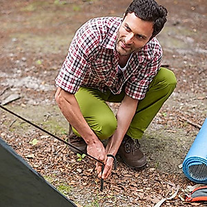 CRIZTA 24” Set of 8 Ground Rebar Stakes Heavy Duty J Hook Ground Anchors, Curved Steel Plant Support Garden Stake with Chisel Point end, Hammer Through Hard Soil for Camping Tent - Black Powder Coated