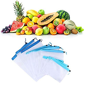 Produce Bags, Grogery Bags Washable Nearly Transparent Reusable Polyester for Fruit Vegetable Toys Cosmetics for Grocery Shopping