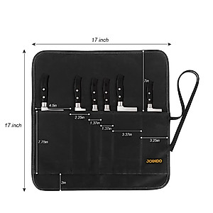 JOINDO Knife Roll Bag, Chef’s Knife Roll Bag, Heavy Duty Chef Knife Roll Bag with 6 Slots, Waxed Canvas Knife Bag Roll, Knife Pouch Holder for Home Kitchen Travel Camping