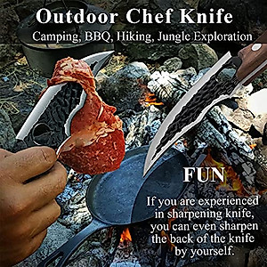 Upgraded Huusk Kitchen Chef Knife Viking Knife with Sheath Japanese Forged Japan Knives Boning Knife Multipurpose Meat Knives Outdoor Camping BBQ Knife with Gift Box
