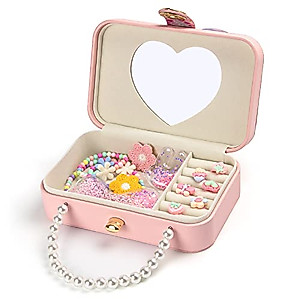 KAMIER Kids Jewelry Box for Girls,Pink Heart