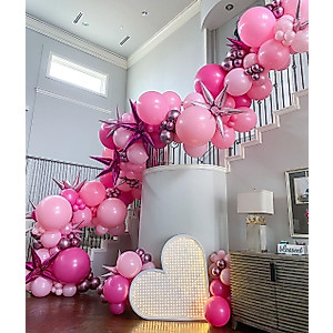 Bezente Pink Balloons Set,60pcs 12 inch Metallic Pink Pearl Pink Hot Pink Pastel Pink Latex Balloons Kit for Birthday,Wedding,Baby Shower,Princess Theme Party Decorations