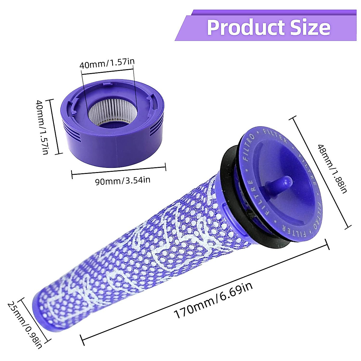 Yeebarle 8 Pack Replacement for Dyson V7, V8 Animal and Absolute Vacuum, 4 Pre-Filters and 4 Post-Filters Replaces Part # 965661-01 & 967478-01