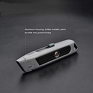 Edward Tools Utility Knife with Retractable Razor Blade - Heavy Duty with Sharp Easy Cut Blade - Safety Retractable Design and Rubber Grip - Cuts Cardboard, Carpet, Paper, Construction Materials