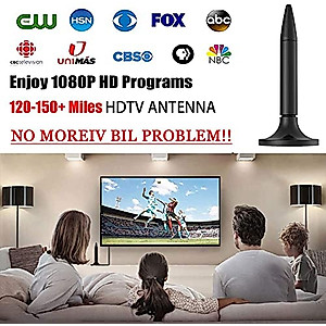 TV Antenna, HDTV Indoor Digital TV Antenna 130 Miles Range Support 4K HD Free Local Channels and All Television -10ft High Performance Coax Cable