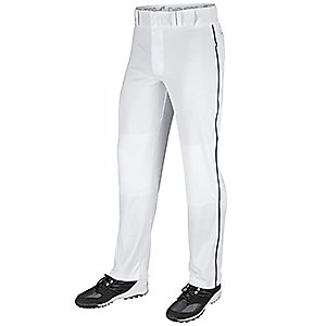 CHAMPRO Boys' Triple Crown Open Bottom Youth Baseball Pants, White, Navy Pipe, Large