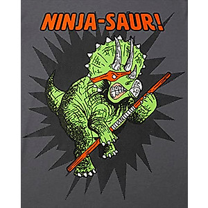 The Childrens Place Boys' Dino Long Sleeve Graphic T-Shirts, Ninjasaur, Small (5/6)