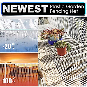 15.7IN x 10FT White Plastic Chicken Wire Fence Mesh,Hexagonal Plastic Poultry Netting for Chicken,Upgraded Plastic Garden Mesh Fencing for Gardening Wire Frame for Crafts, Balcony Protection Net