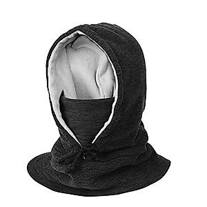 Balaclava Fleece Hood - Windproof Face Ski Mask Soft Fleece Construction for Men and Women Black