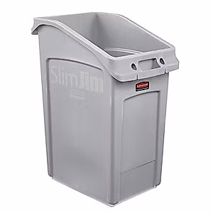 Rubbermaid Commercial Products 2026721 Slim Jim Under-Counter Trash Can with Venting Channels, 23 Gallon, Gray