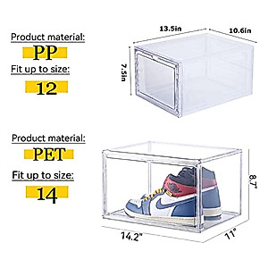 Attelite 6 Pack Large Drop Front+3 Pack X-Large Side Open Shoe Box Clear Plastic Shoe Storage Box, As Stackable Shoe Containers for Display Sneakers