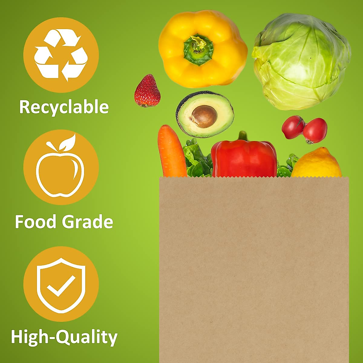 SHOPDAY 12lb Paper Lunch Bags 100 Pack 7x4.5x13.75" Kraft Brown Paper Bags Grocery Bags Bulk, Bread Bags Sack Lunch Bags Snack Bags