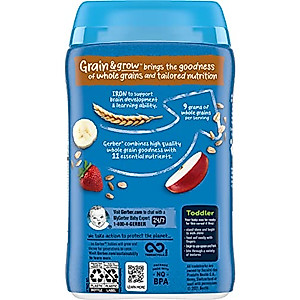 Gerber Baby Cereal Hearty Bits Multigrain Cereal Banana Apple Strawberry, 8 Ounce (Pack of 3)