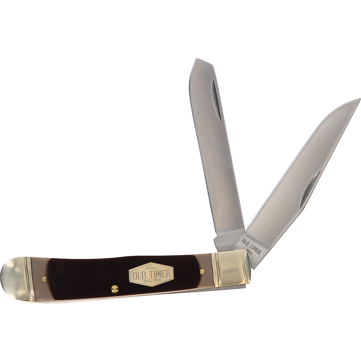 Old Timer 296OT Trapper 7.3in Traditional Folding Pocket Knife with 2 High Carbon Stainless Steel Blades, Ergonomic Sawcut Handle, and Convenient Size for EDC, Hunting, Carving, Camping, and Outdoors