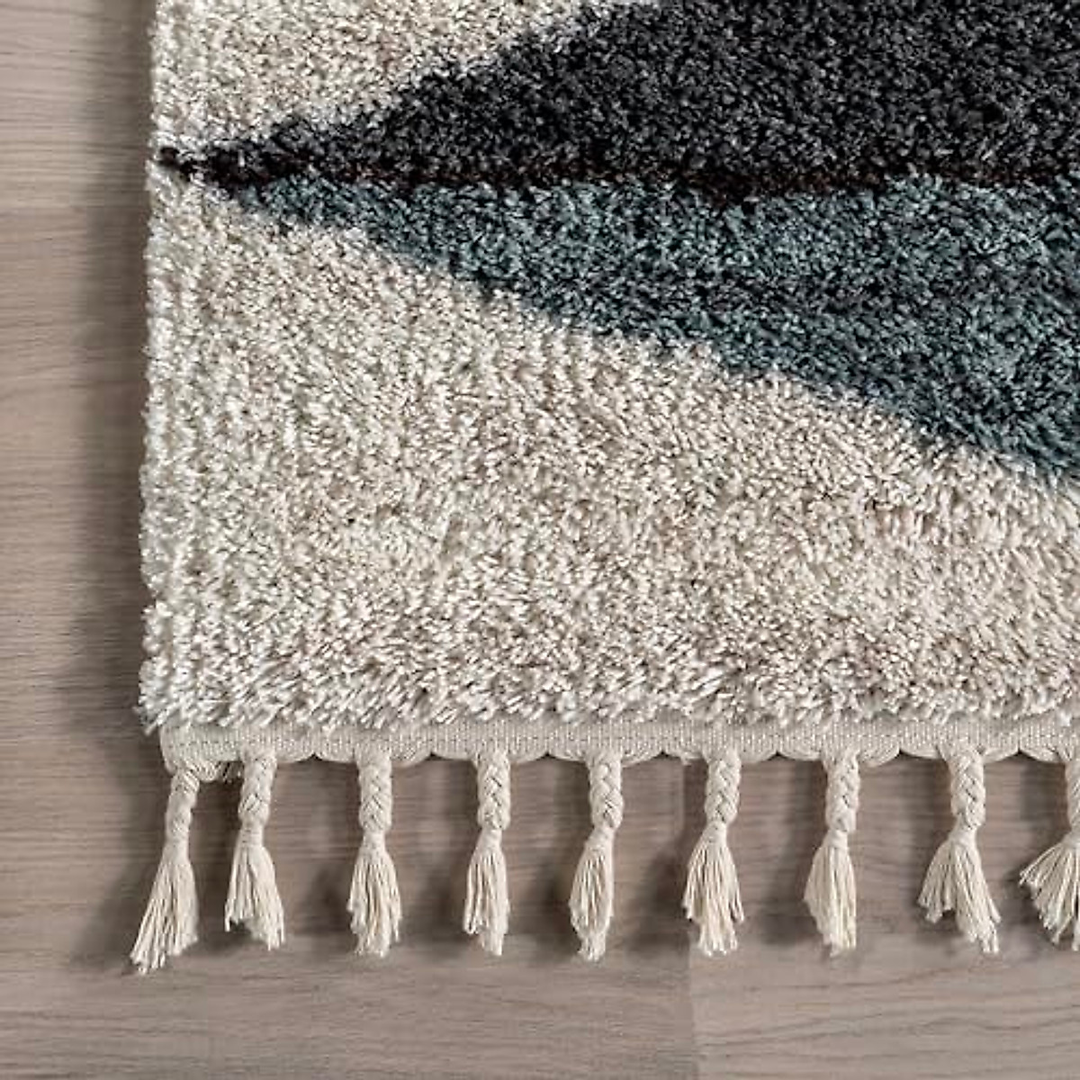 nuLOOM Kali Geometric 5x7 Shag Area Rug for Living Room Bedroom Dining Room Nursery Kitchen, Navy