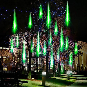 Allnice Meteor Shower Lights Falling Rain Lights Christmas Lights 30cm 8 Tube 192 LEDs Fairy String Lights for Halloween Christmas Wedding Tree Garden Home Outdoor Decoration (Green)