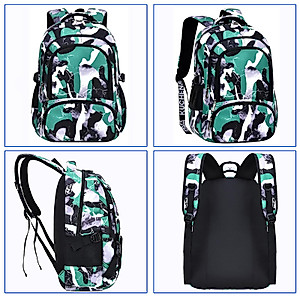 Yvechus School Backpack Casual Daypack Travel Outdoor Camouflage Backpack Christmas Presents for Boys and Girls (AY Camo Green)