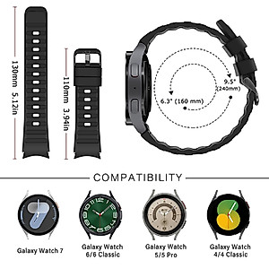 Tasikar No Gap Bands Compatible with Samsung Galaxy Watch 7/6/5/4 Band 40mm 44mm/Watch 6 Classic Band 43mm 47mm/Watch 5 Pro/4 Classic, Soft Silicone Sport Strap for Women Men, Black