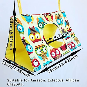 Bird Nest House Bird Bed, Bird Hut Hideaway for Cage, Plush Fluffy Shed Hut Hanging Hammock Finch Cage Sleeping Bed Snuggle Tent for Budgies, Lovebird, Parrot, Parakeets, Cockatiels (Owl, Large)