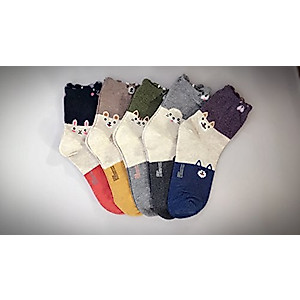 GotYourToes | Womens Teen Girls | Cute Animal Print | Crew Socks | Christmas Stocking Stuffers | 5 Pairs (Trio)