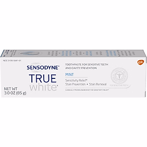 Sensodyne True White Sensitive Teeth Whitening Toothpaste, Stained Teeth and Sensitive Teeth Treatment, Mint - 3 Ounces