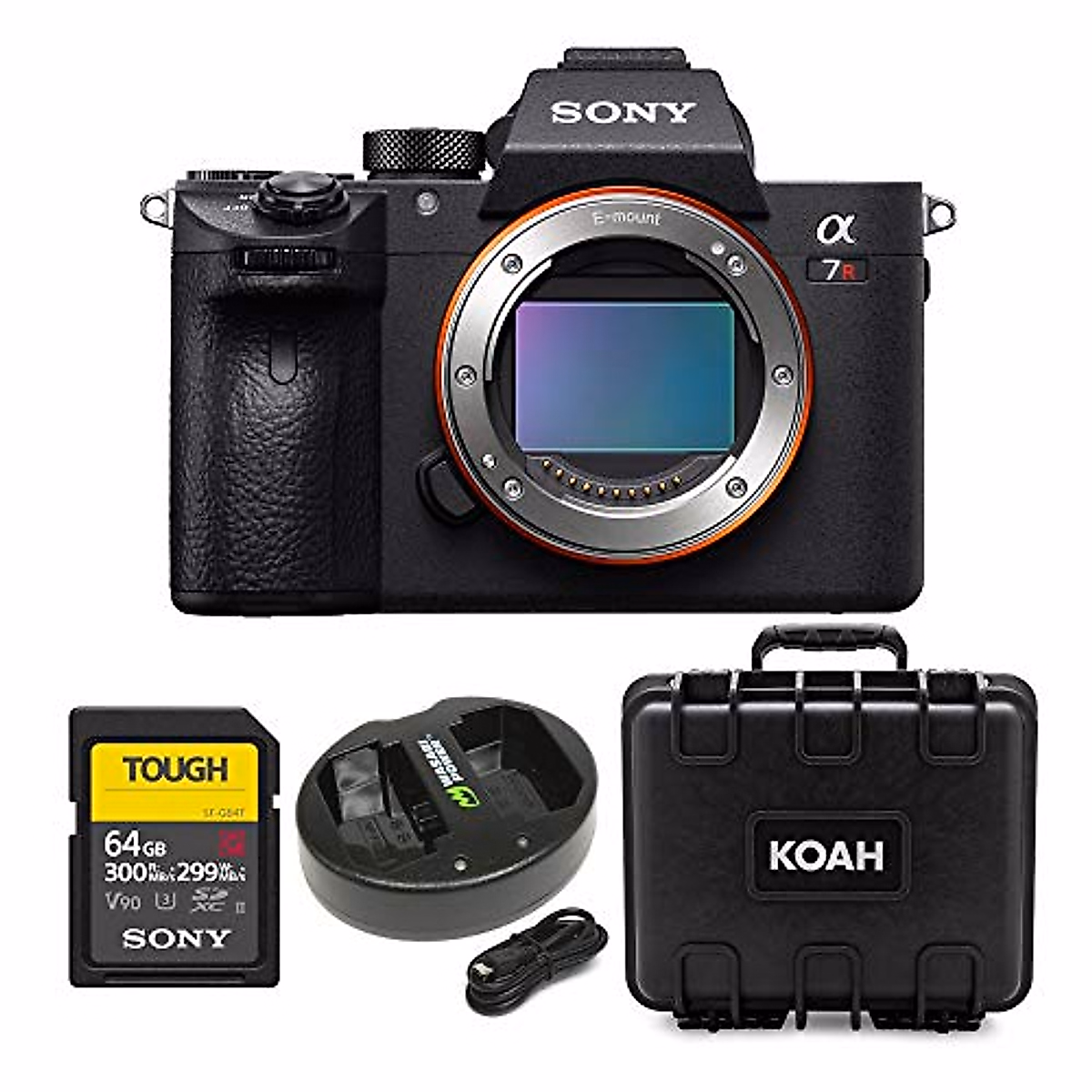 Sony Alpha a7R III A Full-Frame Mirrorless Camera Body Bundle with 64GB SD Card and Accessory (4 Items)