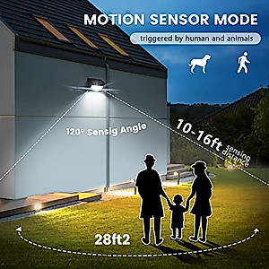 LUSCREAL Motion Sensor Solar Outdoor Lights 142 LED 2600 Lumens IP65 Waterproof Wireless Solar Security Lights for Front Door, Fence, Garage, Patio(4 Pack) Black