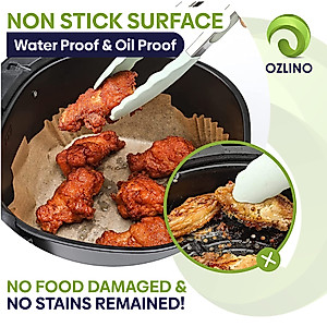 Ozlino 120 Pcs Air Fryer Liners Disposable - Parchment Paper Liners 6.3 inches - Perfect Airfryer Liners for Baking, Cooking, Roasting and Microwave, With Fridge Magnet and Cooking Time Cheat Sheet