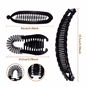 9 Pieces Banana Clips Hair for Thick Curly Hair Women Flexible Plastic Banana Grips Fishtail Ponytail Banana Holder Clincher Combs Banana Hair Comb Clips Girls Women