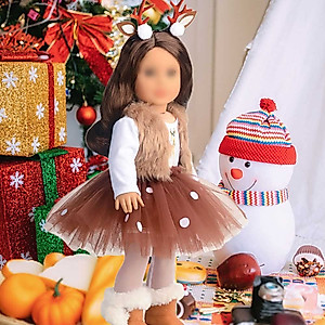 sweet dolly 18 Inches Doll Clothes Christmas Deer Costume Tutu Dress fits 18 Inch Doll