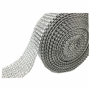8 Row 10 Yard Rhinestones Diamonds Ribbon Bling Wrap for Crafts for Wedding Cakes, Birthday Decorations, Baby Shower Events,Party Supplies, Arts Rhinestones for Crafts(Silver, 8row)